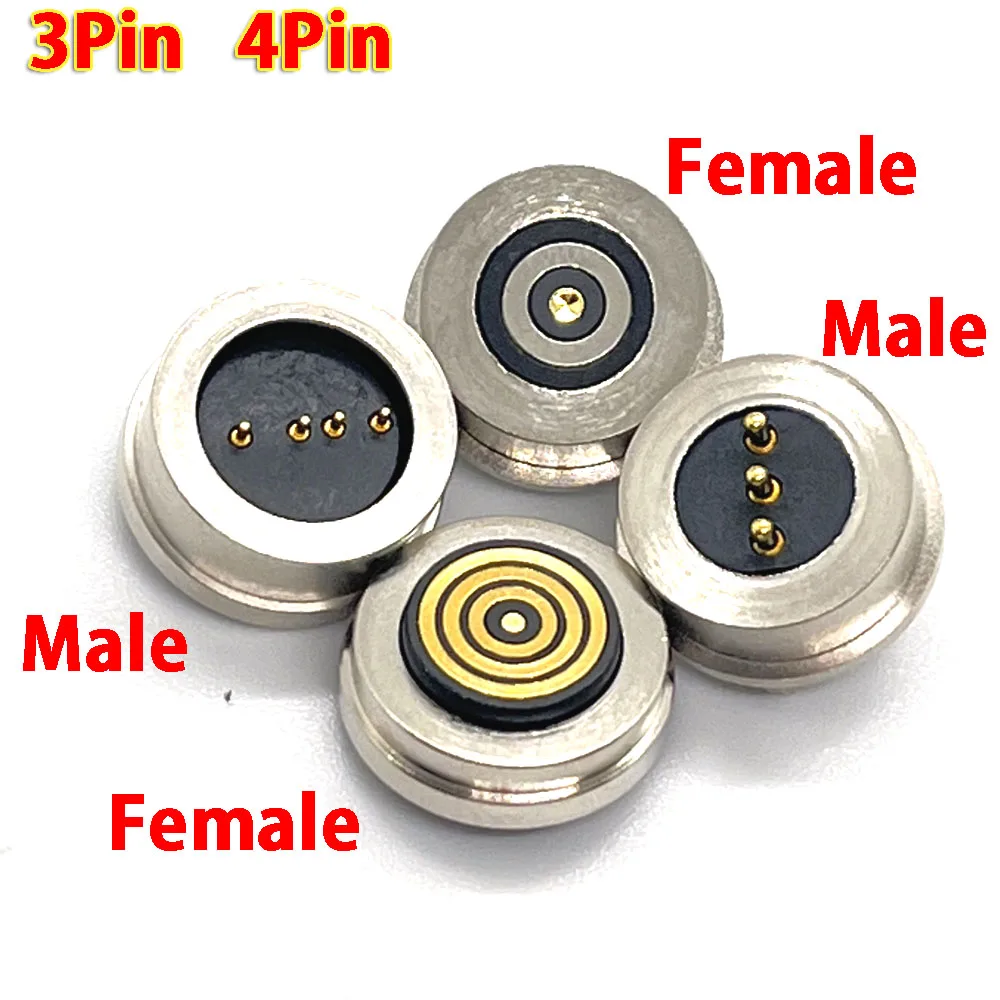 3pin 4pin Waterproof Magnetic Pogo Pin Connector Spring Loaded Male Female 360 Blind Suction Dc