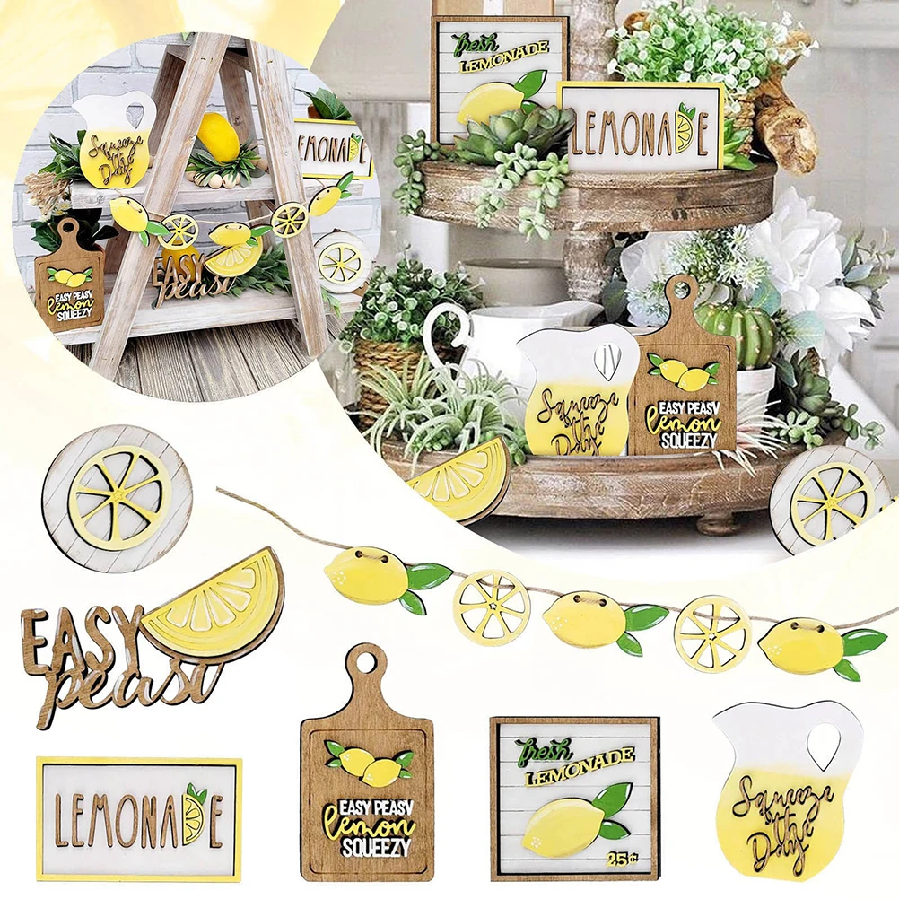Lemon-Tiered-Tray-Decor-Lemon-Themed-Wood-Standing-Sign-Farmhouse-Lemon ...