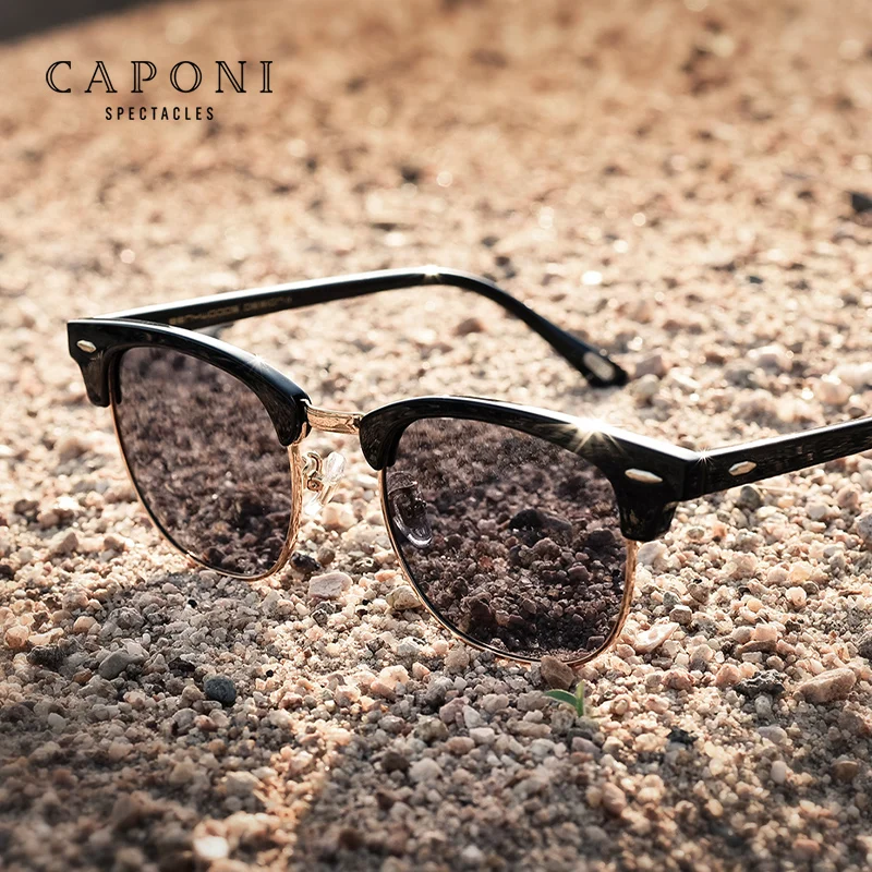 CAPONI Polarized Festival Sunglasses Men Handmade TR90 Metal Eyewear ...
