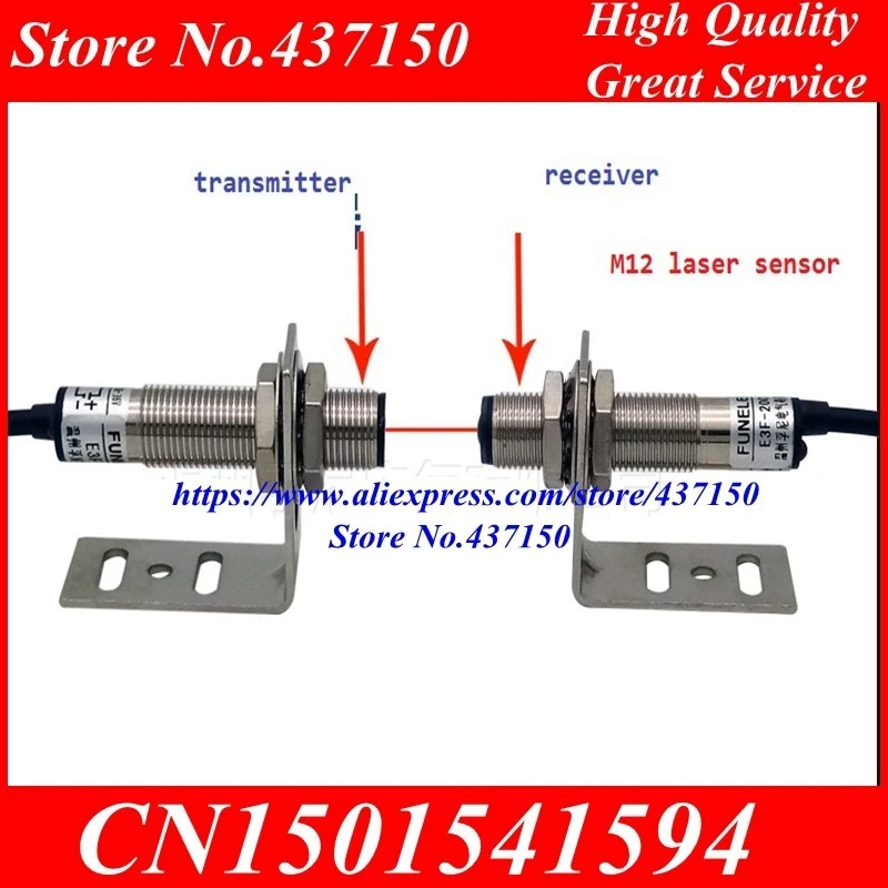 M12 M18 Laser photoelectric sensor visible light on Laser Beam ...