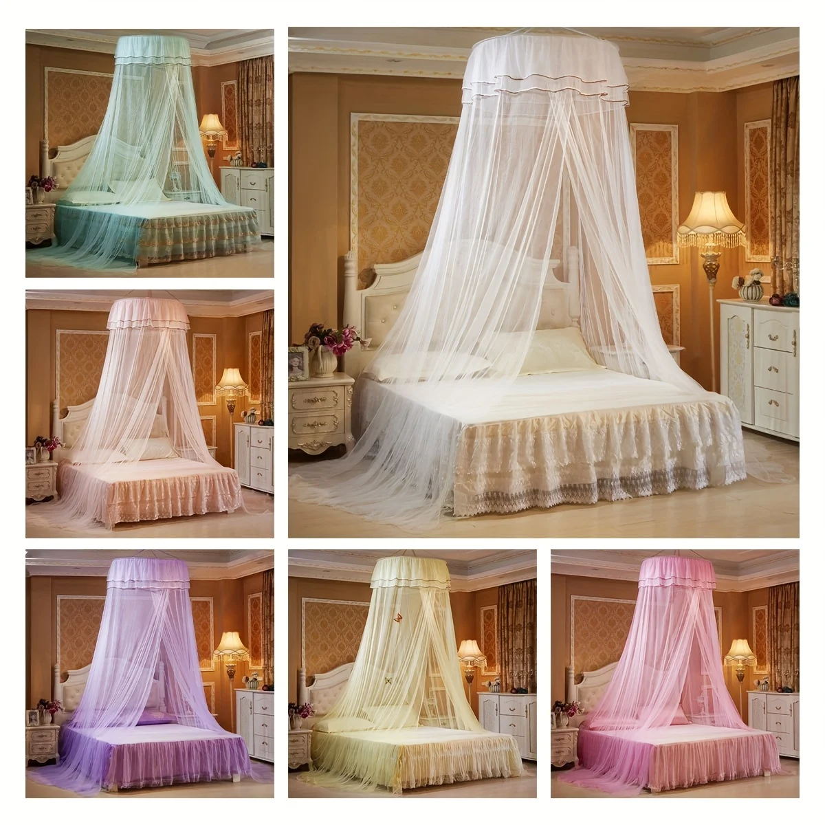 1pc-Solid-Color-Hanging-Dome-Mosquito-Net-Bed-Canopies-Drapes-Hanging ...