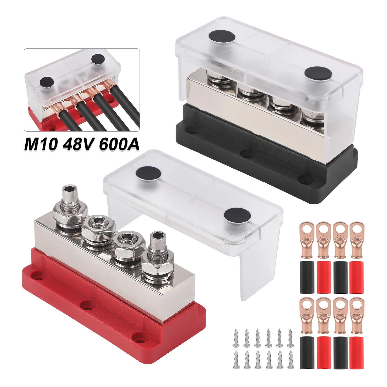 4 M10 Studs 3/8 inch For Battery Truck Marine RV Red Black Heavy Duty ...