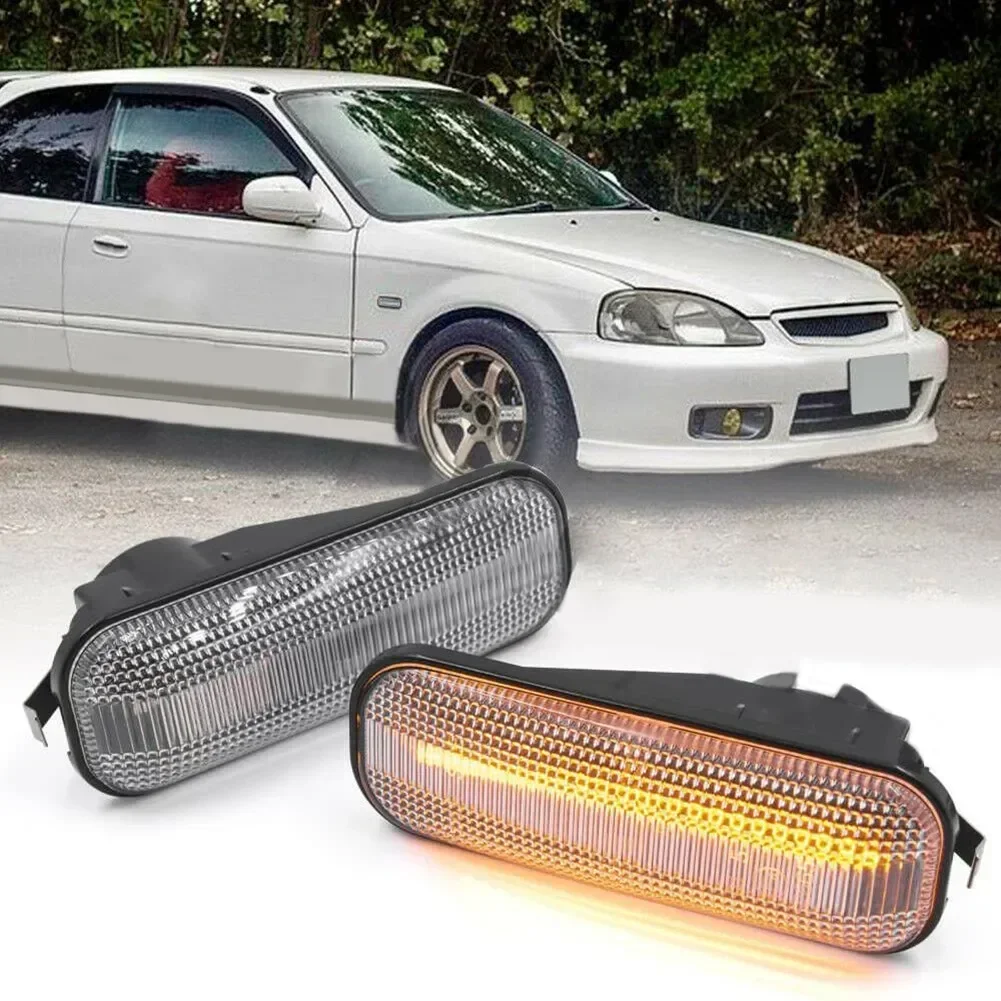 1 Pair Clear Lens Amber Led Fender Side Marker Light Lamp Indicator For ...
