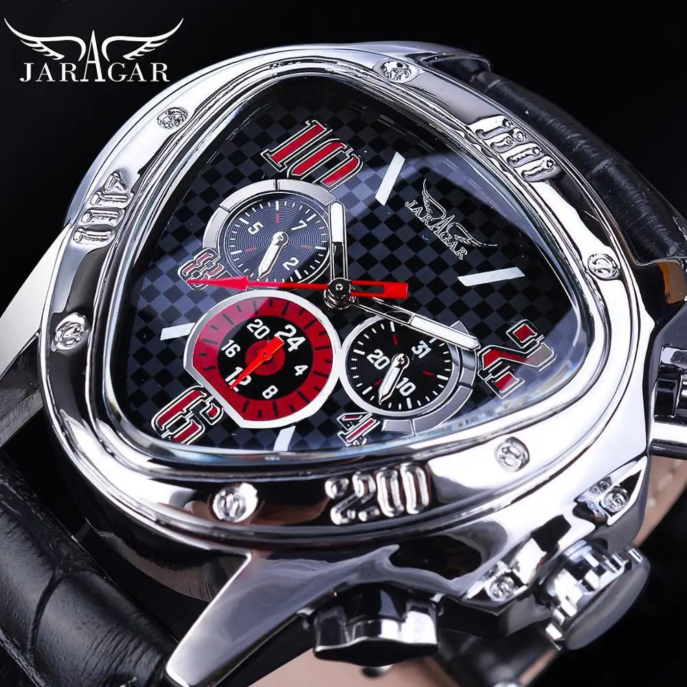 Jaragar Men's Automatic Mechanical Watch Triangular Dial Week & Date ...