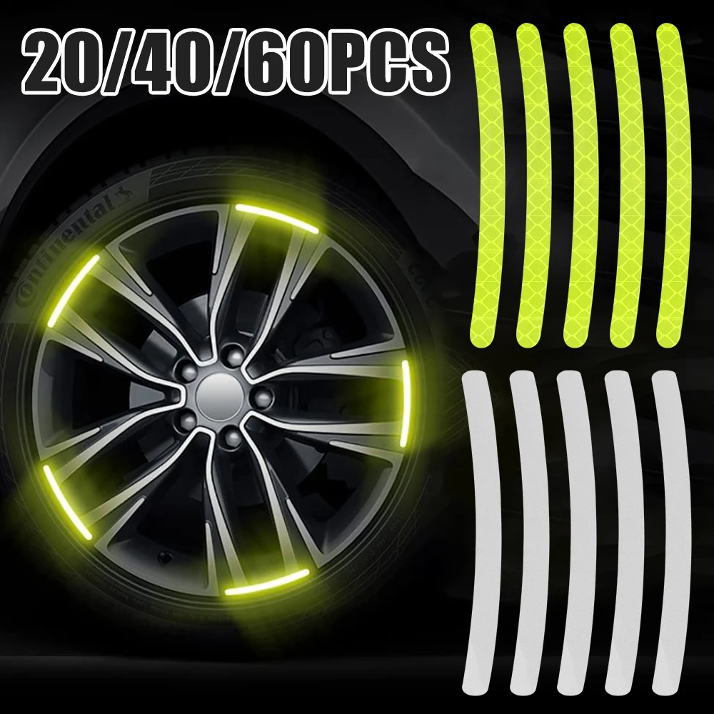 20/40/60pcs Car Wheel Hub Sticker High Reflective Stripe Tape For ...