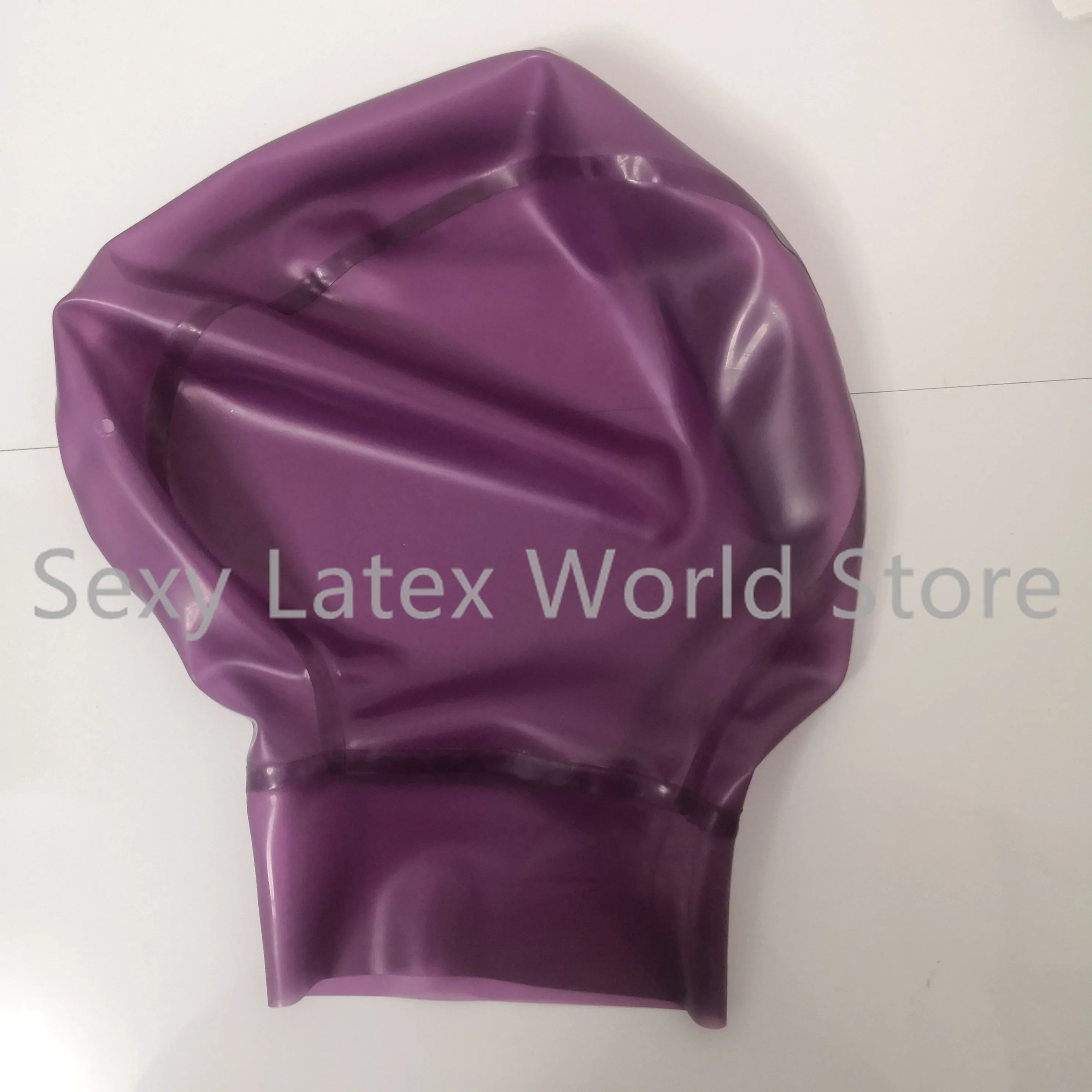 Transparant Paars Latex Kap Sexy Fetish Rubber Masker Handgemaakt voor ...