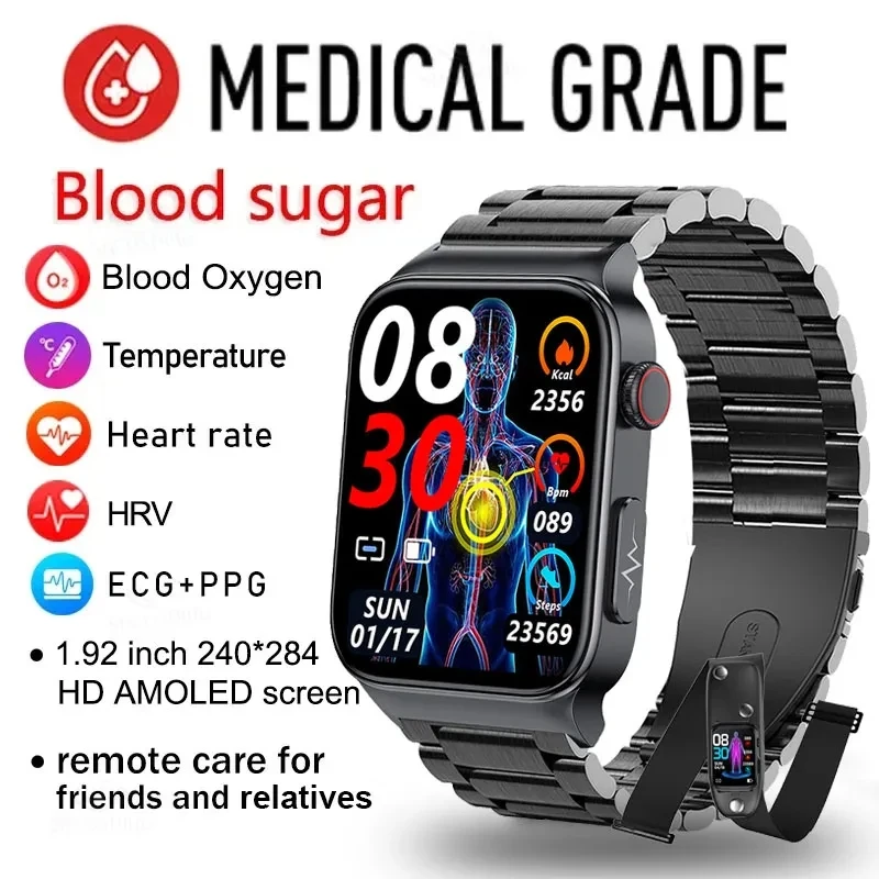 2023-New-Blood-Glucose-High-end-Smart-Watch-Men-AMOLED-1-92-inch-HD-ECG ...