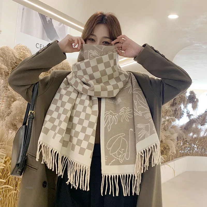 Luxury Brand Winter Scarf Women's Cashmere Warm Cashmere Scarf Ladies ...