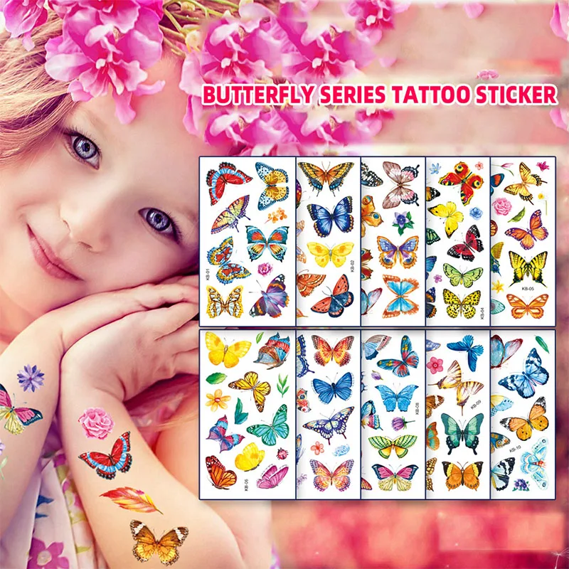 New-Butterfly-Tattoo-Children-s-Temporary-Animals-Transfer-Tattoos-for ...