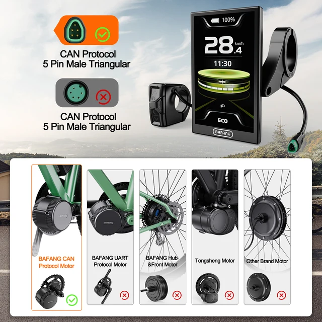 Ebike Screen BAFANG 5 Pin E-Bike Display For Bafang CAN Protocol Motors, E-Bike Speedometer Bike ...