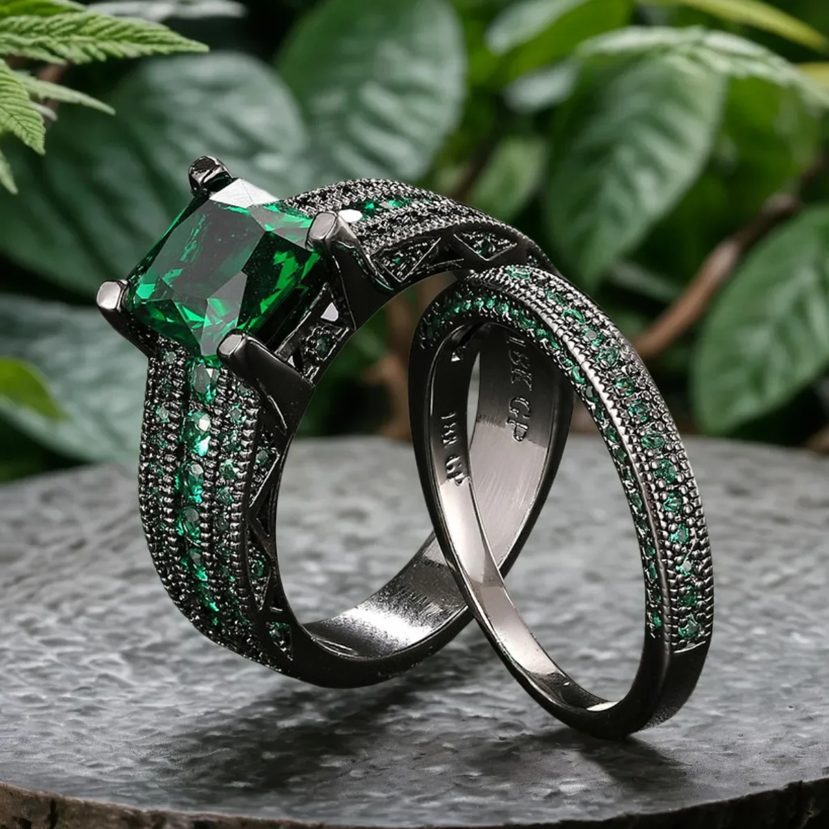 ZHOUYANG-Green-Crystal-Square-Ring-Set-for-Women-Luxury-Top-Quality-6mm ...