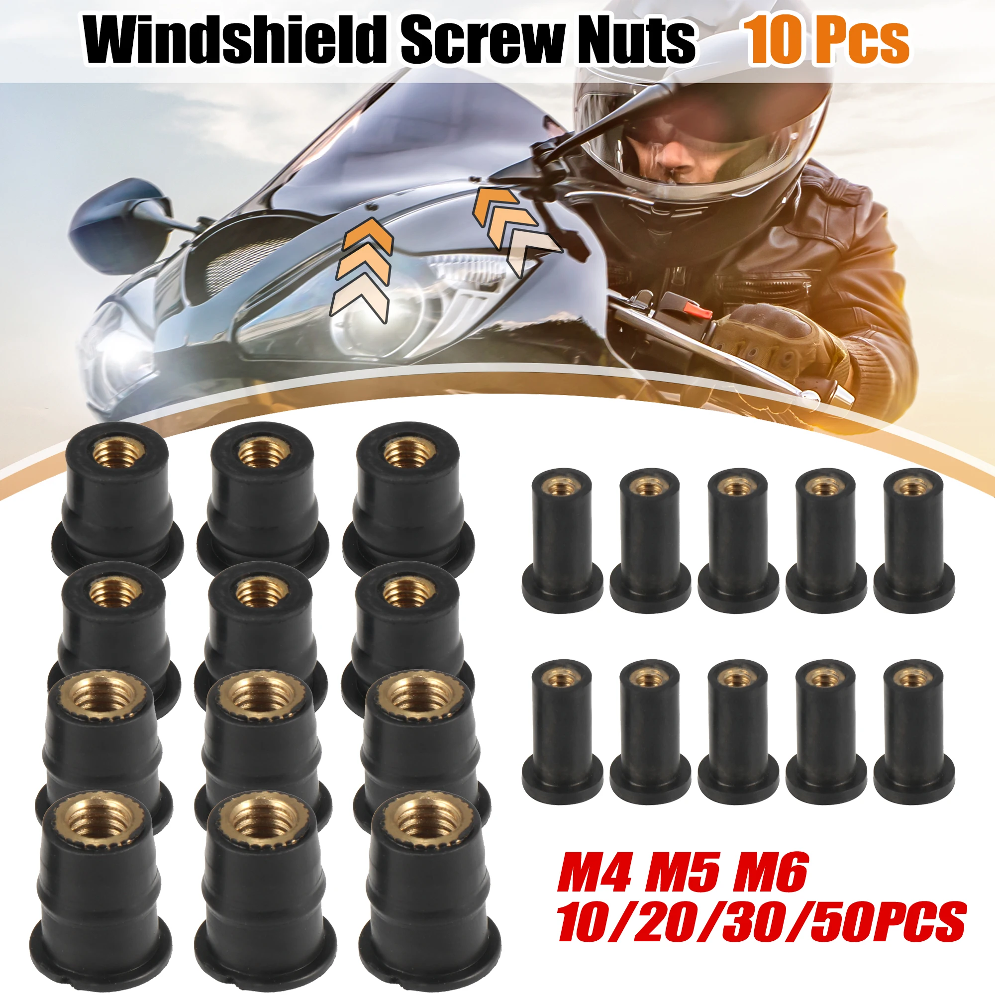 Motoforti M4 M5 M6 Motorcycle Windshield Windscreen Screws Bolts Nut 10 ...