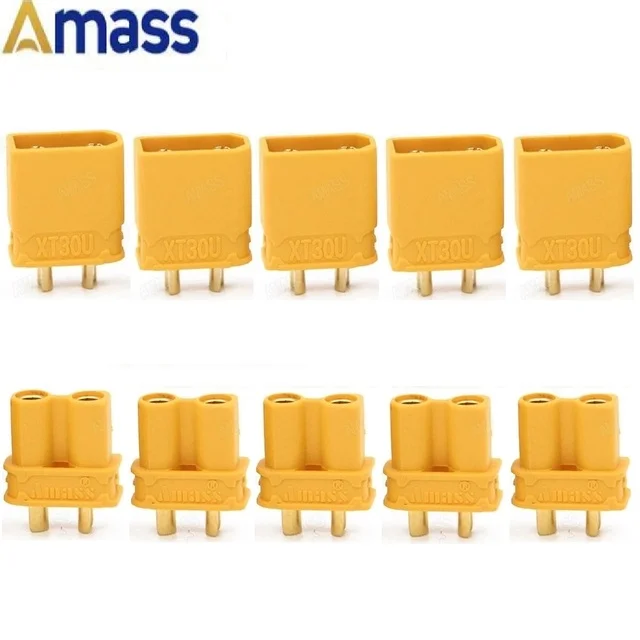 10pcs-5pairs-Amass-Yellow-XT30-XT30U-Plug-Connector-5-Male-5-Female.png