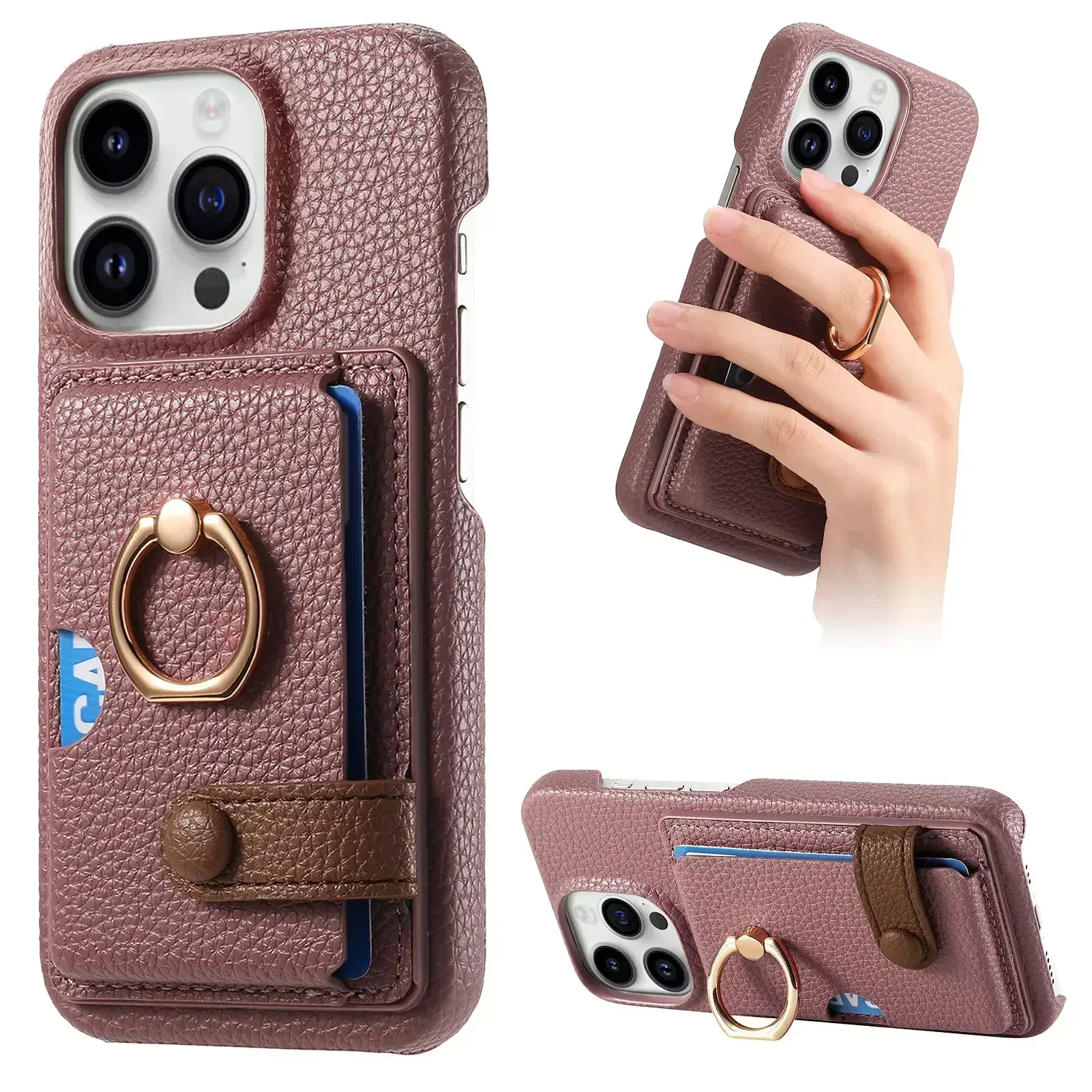 Leather Ring Support Phone Case for IPhone 13 12 Mini 16 15 Plus 14 11 ...