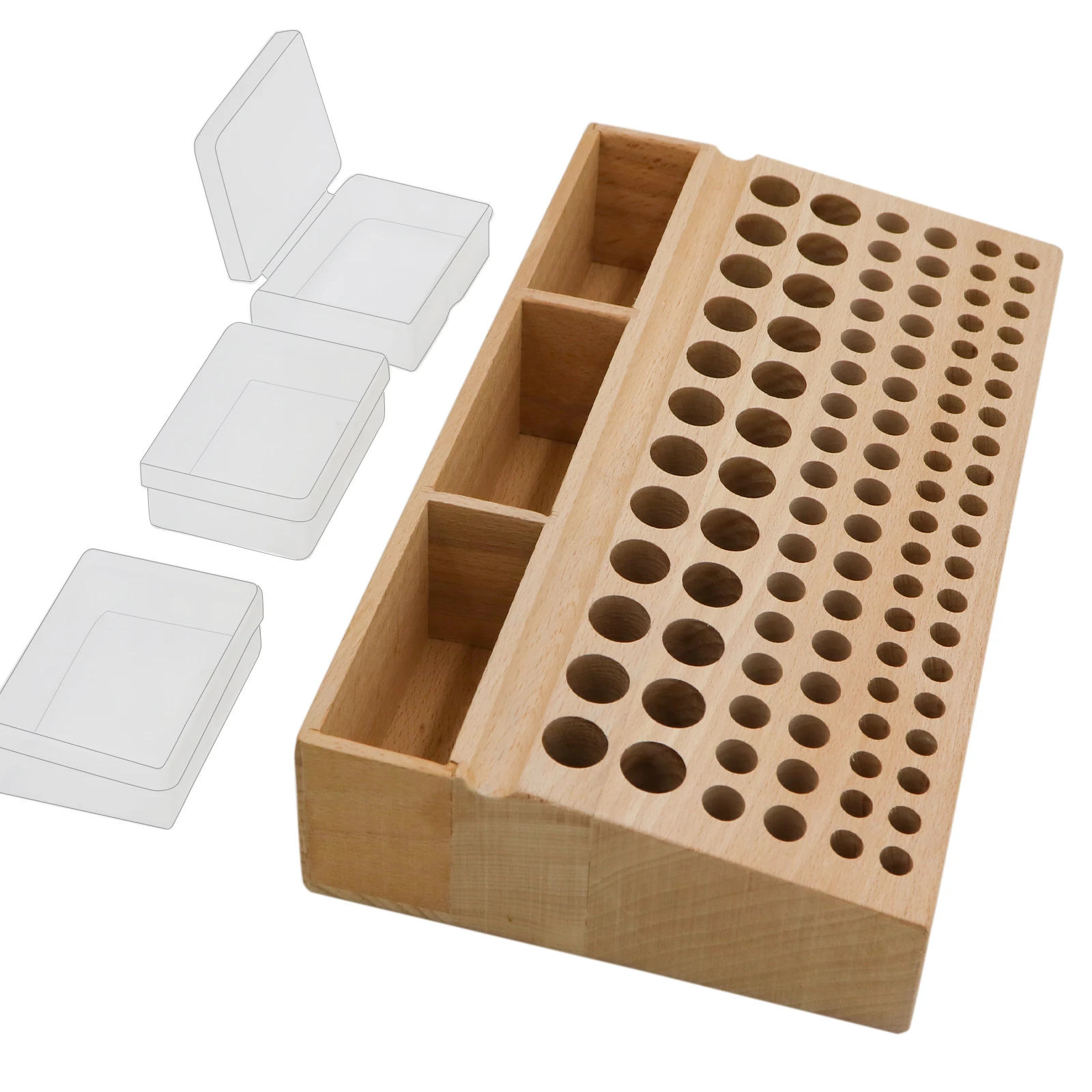 Handwork Tools Holder Box 46/76/98 Holes Organizer Wooden Rack For ...