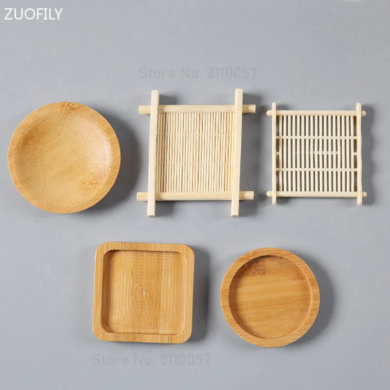 Bamboo-Cup-Pad-Teacup-Mat-Square-Round-Heat-Insulation-Coffee-Mug ...