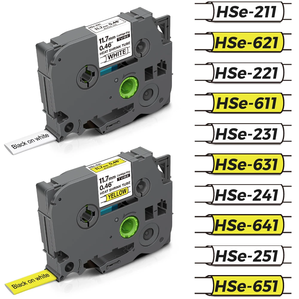 for Brother Heat Shrink Tube Tape HSe231 HSe221 HSe211 HSe631 HSe621 ...