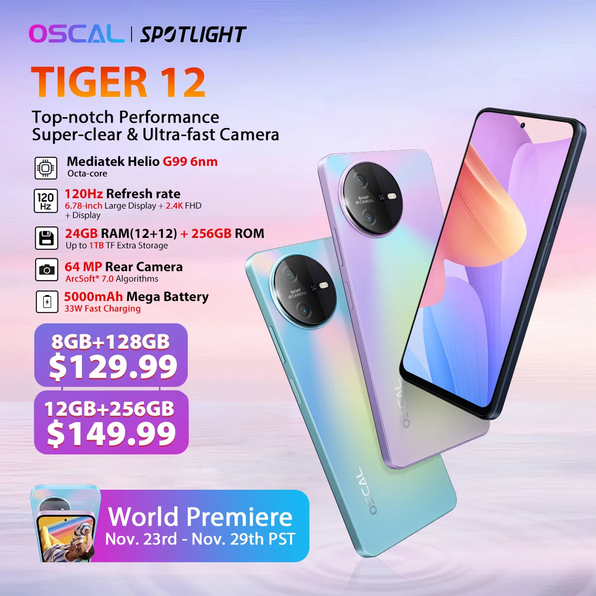 OSCAL-Smartphone-TIGER-12-con-Android-13-6-78-120Hz-2-4-K-24GB-256GB ...