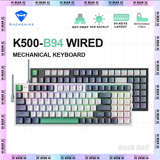 Machenike K500W Mechanical Keyboard Hot Swappable 94 Keys, 50% OFF