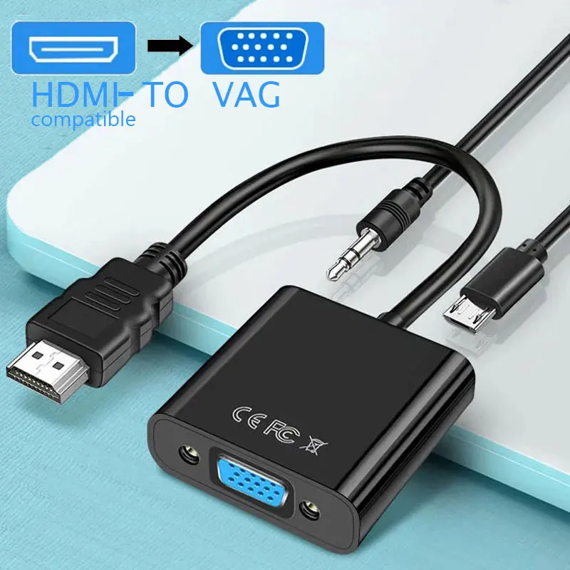 HD-1080P-HDMI-compatible-To-VGA-Cable-Converter-HDMI-compatible-Male-To ...