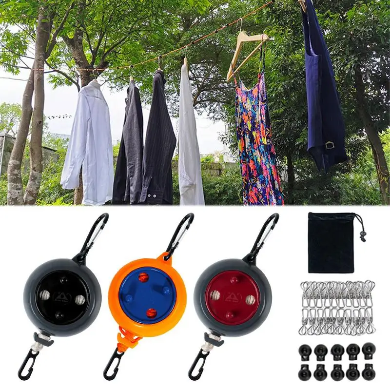 10M Retractable Clothesline Set Washing Line Portable Clothesline ...