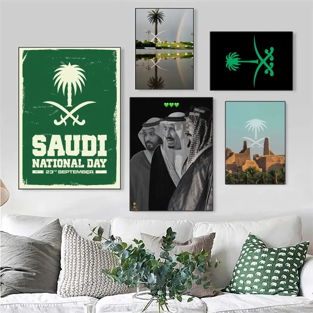 Kingdom-Of-Saudi-Arabia-Flag-Poster-No-Framed-Kraft-Club-Bar-Paper ...