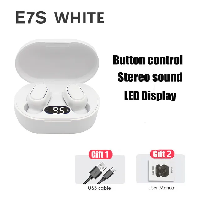 Auriculares inalámbricos E7S TWS, cascos con Bluetooth 5,0, sonido HIFI sin pérdidas, deportivos ...