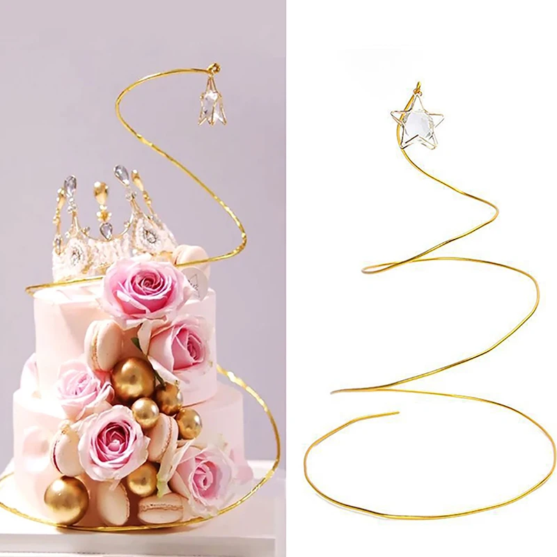1Pc-Cake-Decorated-With-Gold-Silver-Crystal-Stars-Circles-Wishing-Trees ...