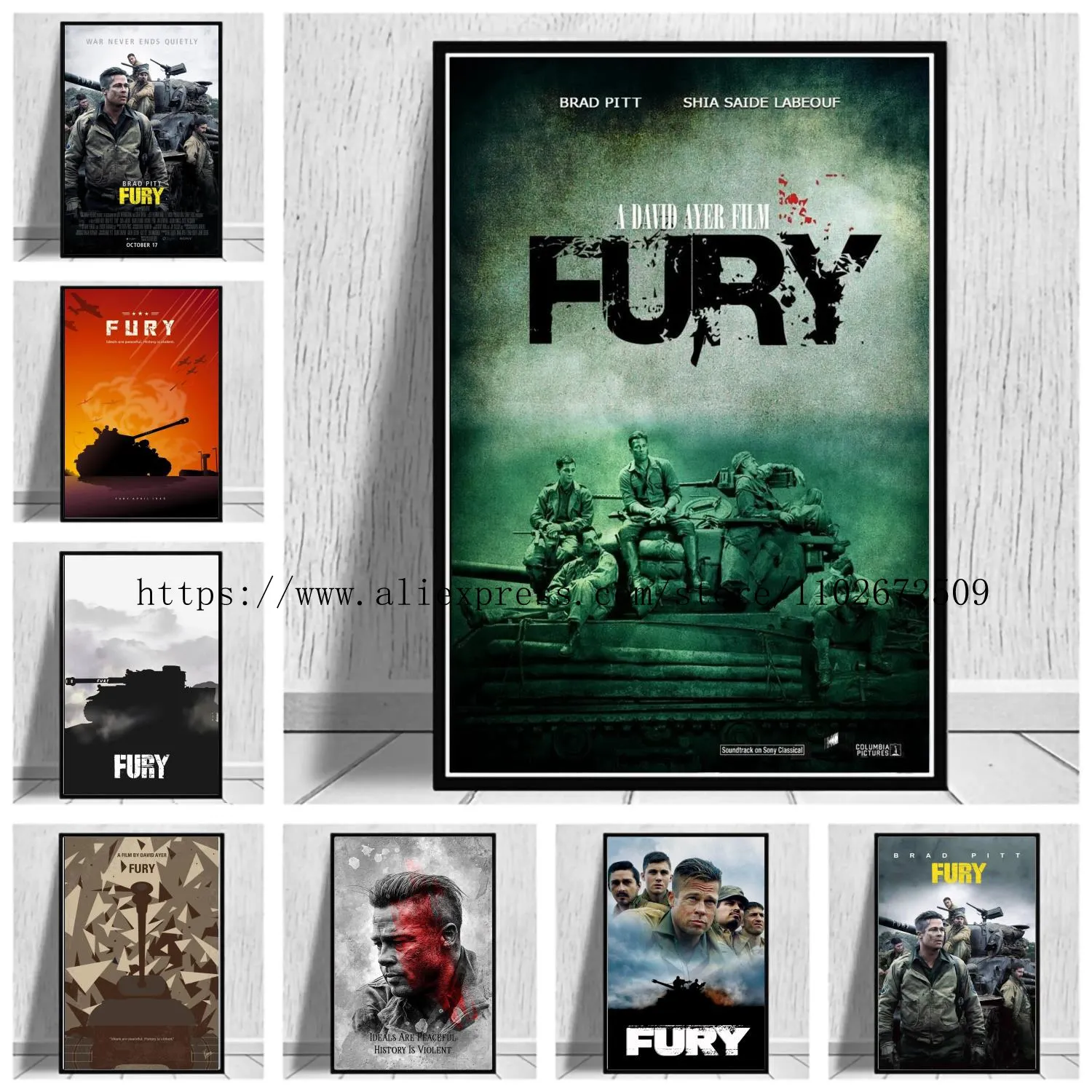 Brad Pitt Fury Haircut Poster