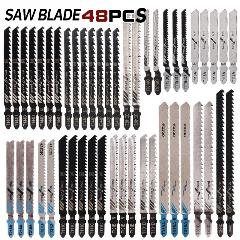 48PCS-Woodworking-Saw-Blade-Combination-Set-Metal-Fine-Toothed-Medium ...