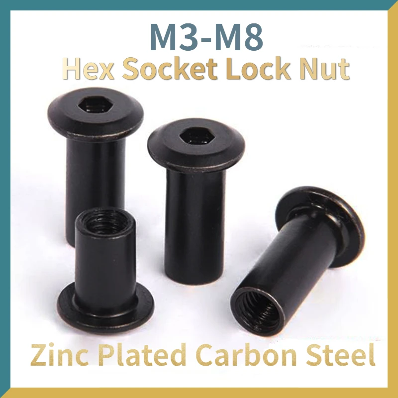 50/ 20/ 10PCS Black Carbon Steel Large Flat Hex Hexagon Socket Head ...