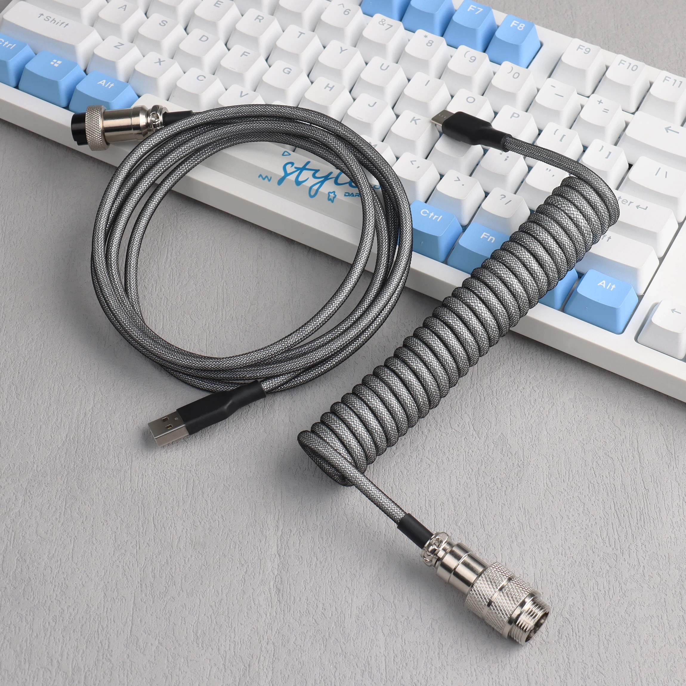 Usb C Coiled Cable Mecanico Aviator Keyboard Wire GX16 Connector Pc ...