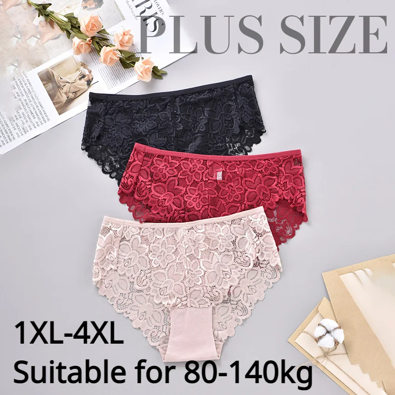 1-4XL New Sexy Panties Plus Size Lace Lingeries Women Comfort Underwear ...
