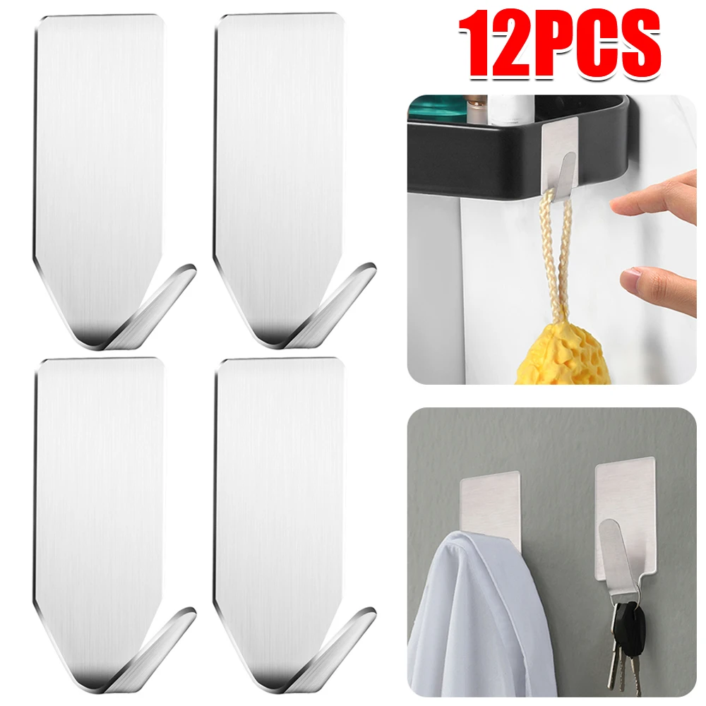 12-1pcs-Self-Adhesive-Mini-Hooks-Stainless-Steel-Towel-Rack-Clothes ...