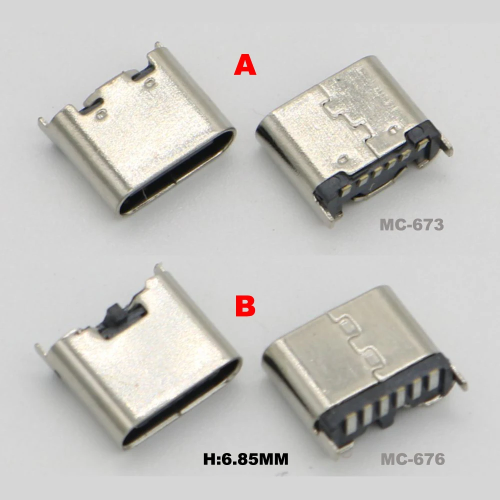 5pcs-6-Pin-Vertical-SMT-Socket-Connector-USB-Type-C-3-1-Female-SMD-For ...