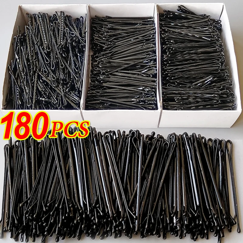 60-180Pcs-Black-Hair-Clips-Bobby-Pins-Fashion-BB-Hairpins-Metal ...