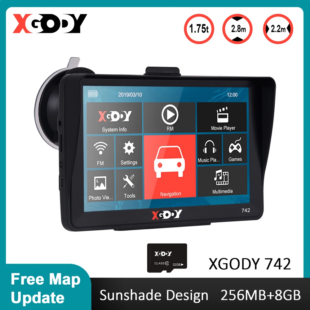 XGODY 7 Inch Car Truck GPS Navigation Car GPS Auto Navigator Sat Nav Bluetooth 256M 8GB jpg