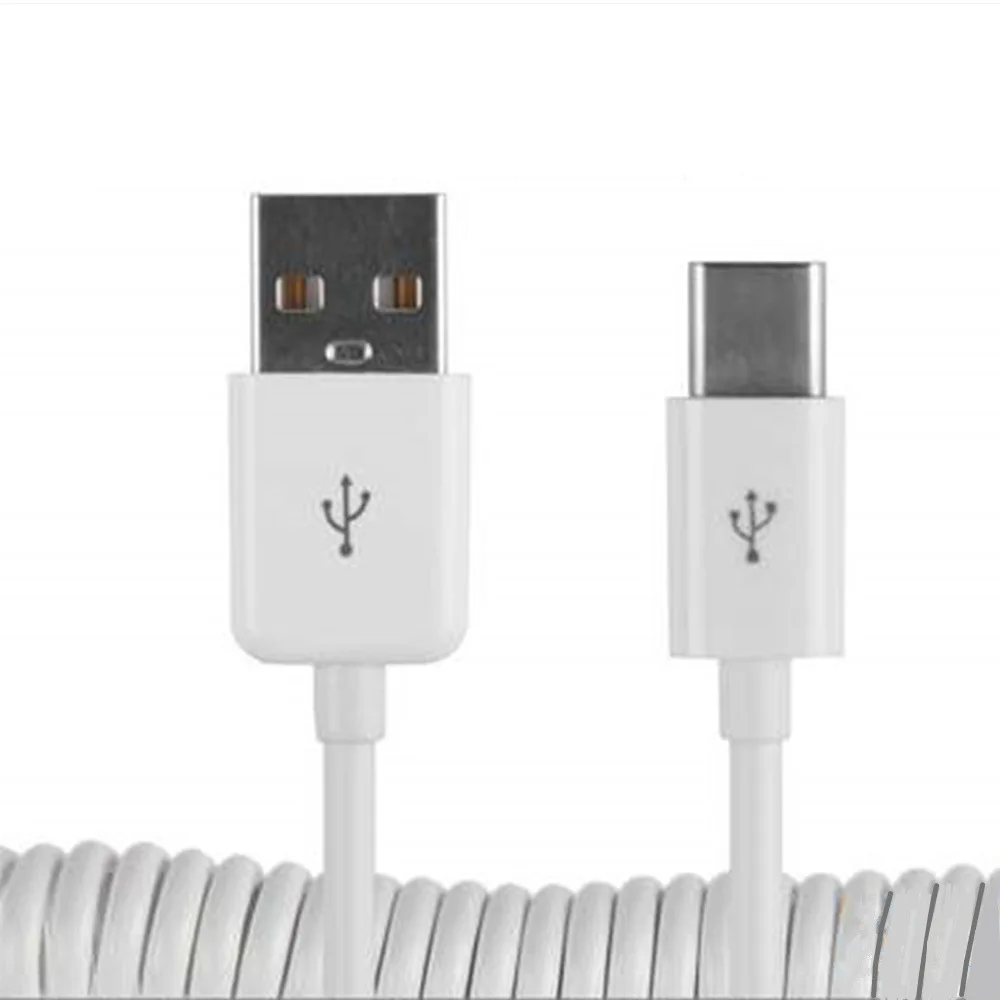 Black-Câble à ressort enroulé USB type-c pour recharge rapide, cordon ...