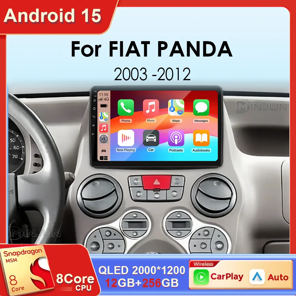 9" Android 15 Car Radio Player For FIAT PANDA 2003 2004 2005 2006-2012 ...