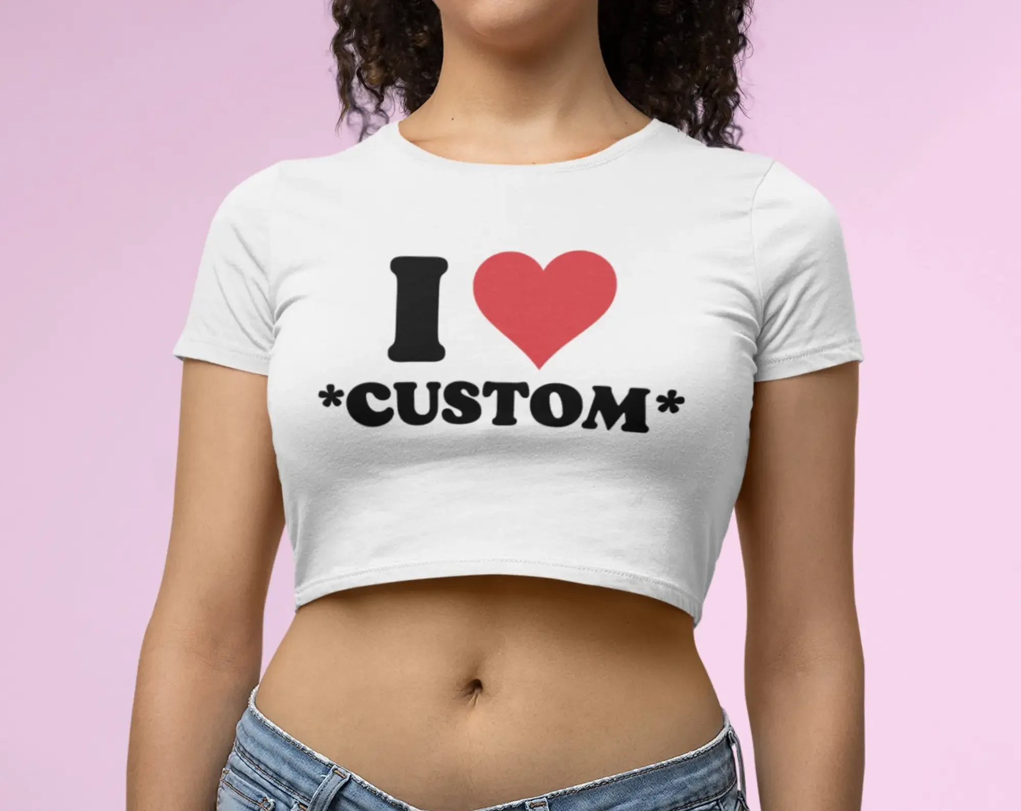 I-Love-Custom-Crop-Top-para-mujer-camiseta-informal-suelta-con-tu-foto ...