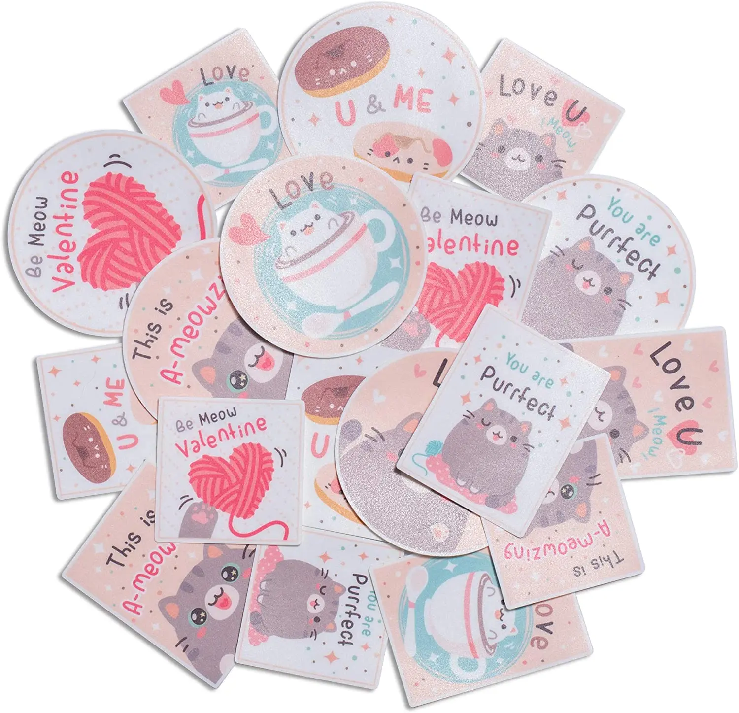 Pack-of-18-Chubby-Cat-Sticker-Set-Cute-Square-Vertical-Stickers-for ...