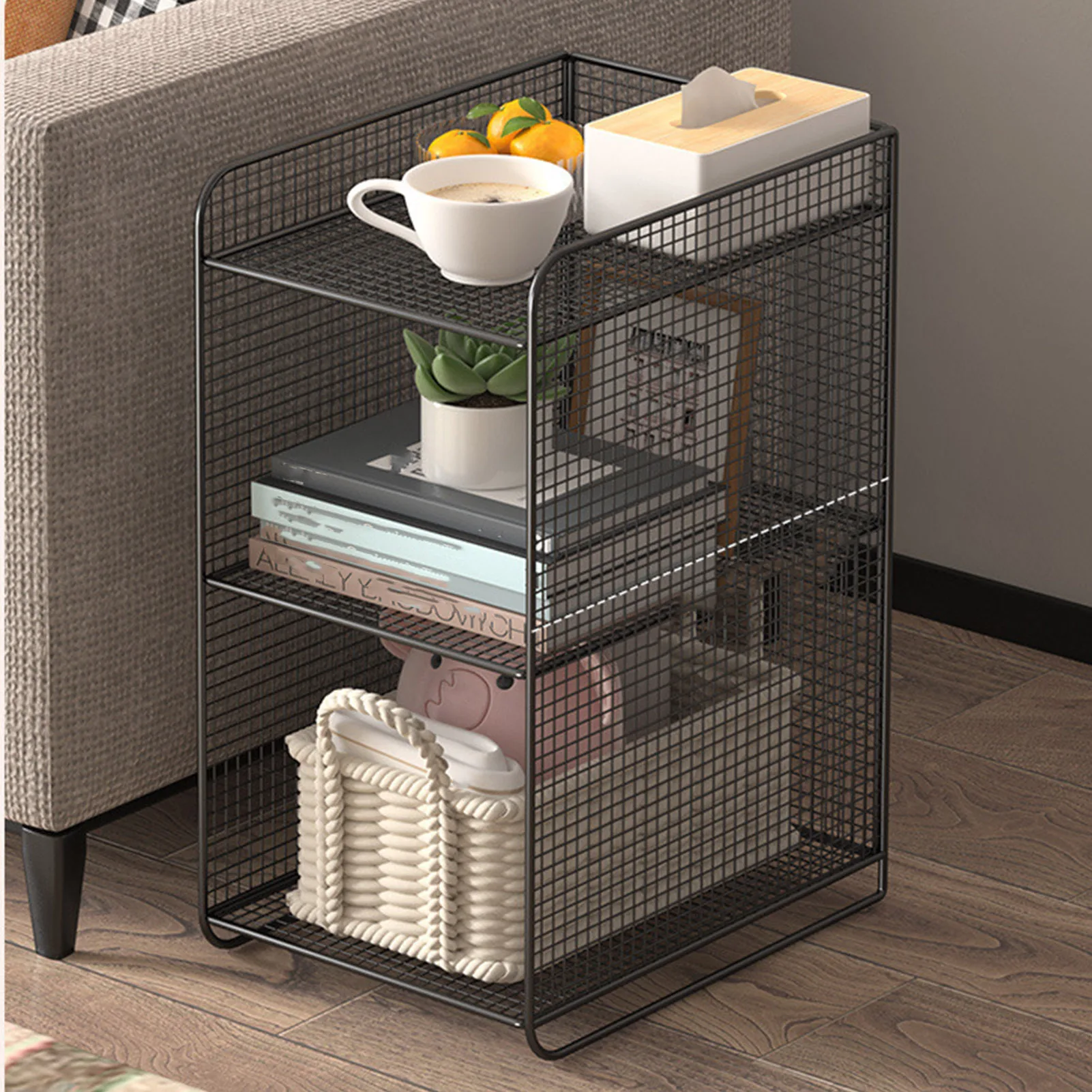 Side Shelving Stand Shelving Storage Shelf Metal Heavy Duty Rack Side ...