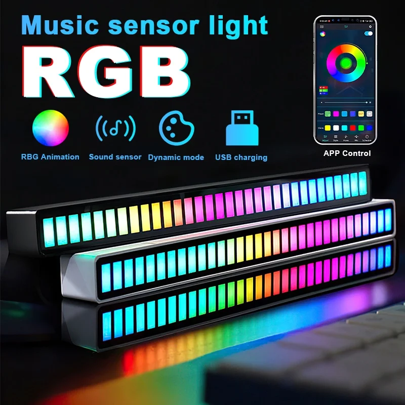 Rgb Led 스트립 라이트 음악 사운드 제어 픽업 리듬 앰비언트 램프 분위기 야간 조명 바 자동차 룸 Tv 게임 장식