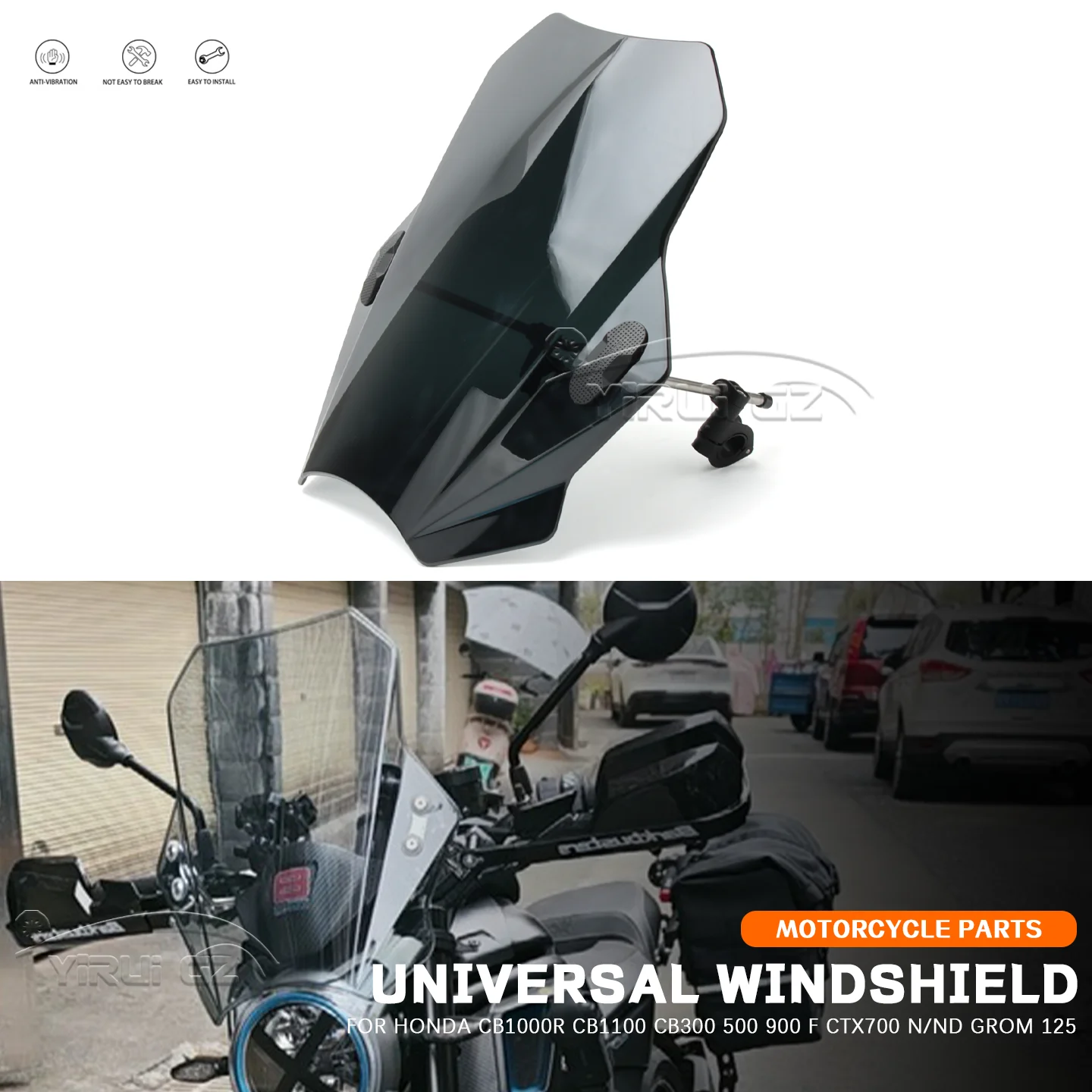 Motorcycle Windscreen Windshield Screen Wind Shield Deflector Protector ...