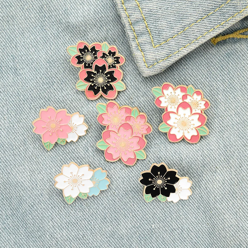 Creative Cherry Blossom Enamel Pins Japan Sakura Plant Brooch Bag ...