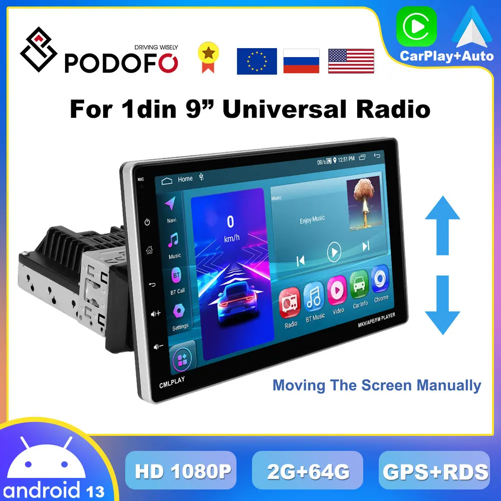 Podofo-9-Touchscreen-1-Din-Carplay-Universal-MP5-Phone-link-Auto ...