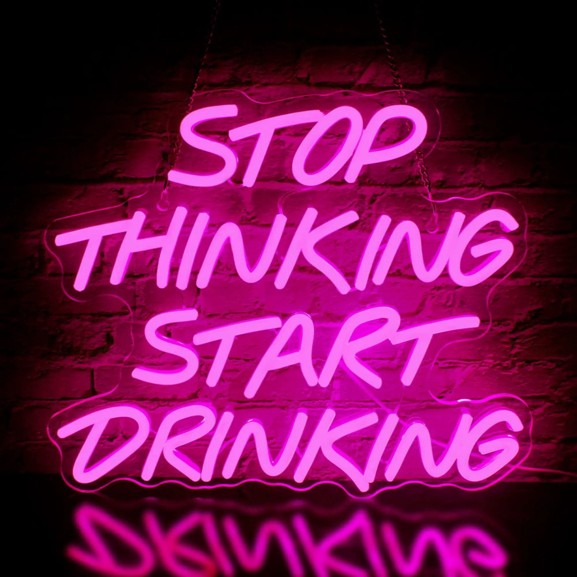 Stop-Thinking-Start-Drinking-Neon-Lights-letreros-de-Bar-para-decoraci ...