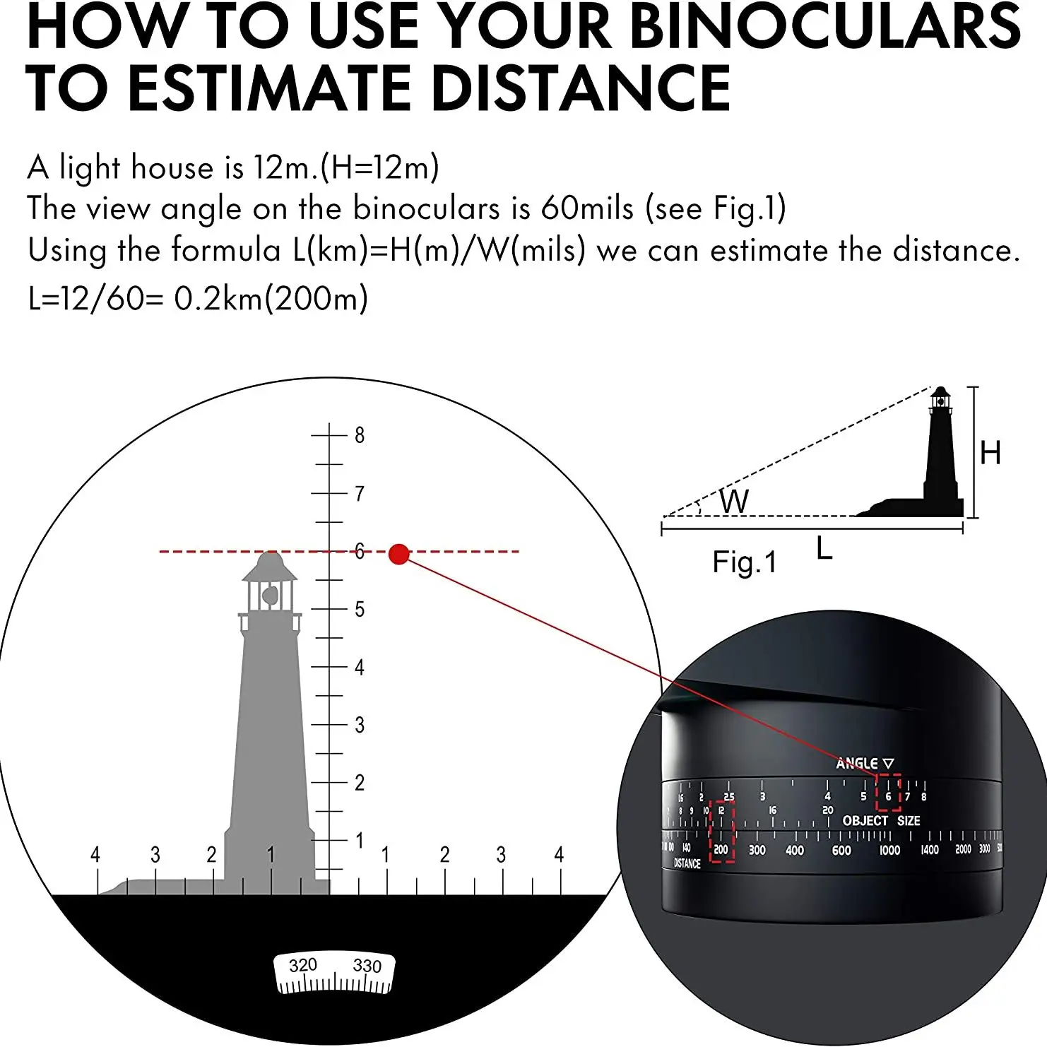 Boshile 10X50 Binoculars Marine Compass Telescope Zoom Rangefinder ...