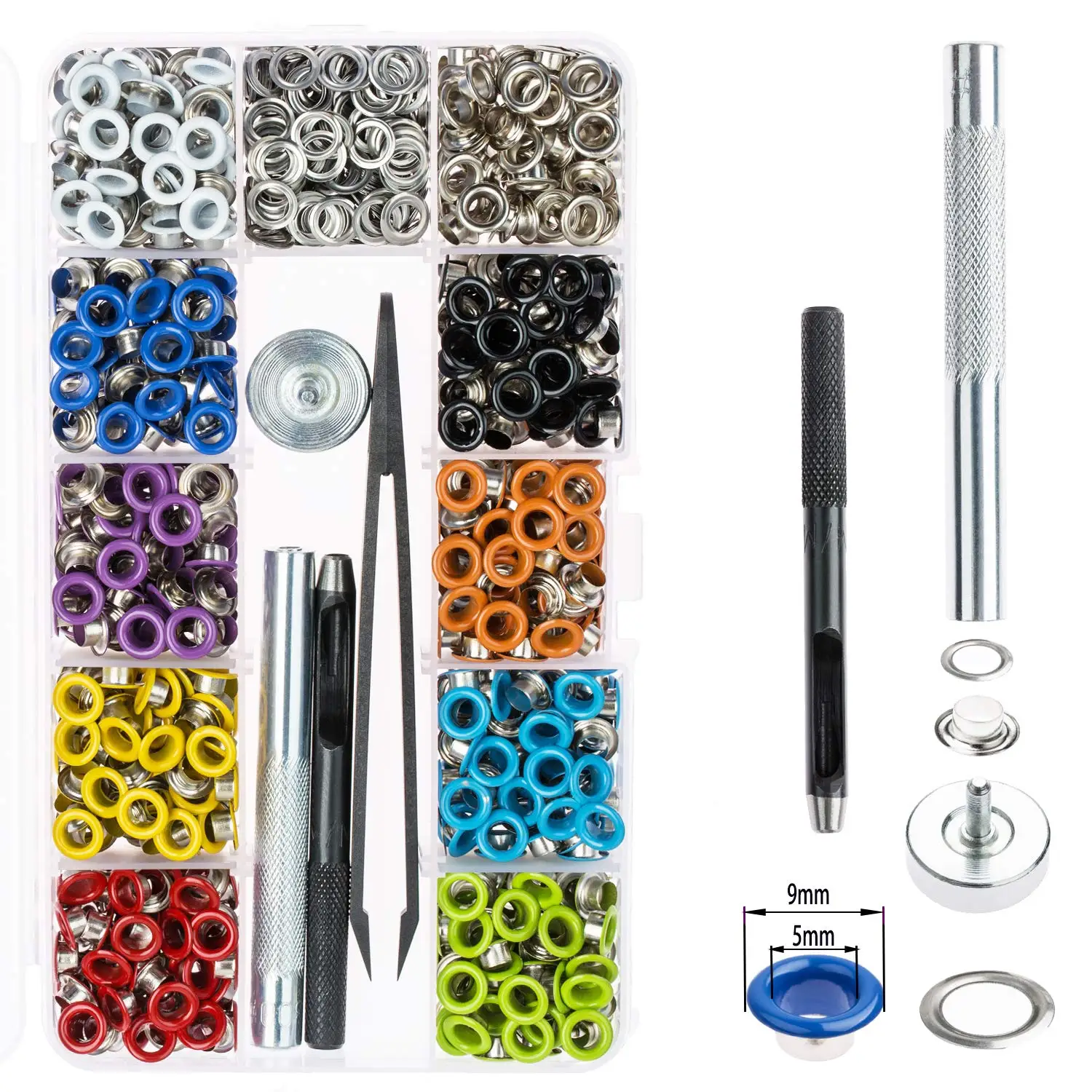 400-Sets-3-16-Inch-Multi-Color-Grommets-Kit-Metal-Eyelets-with ...