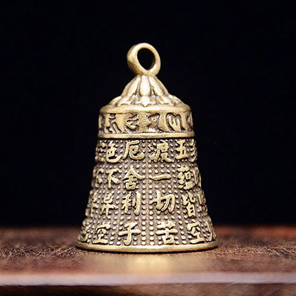 Hand Carved Buddhist The Heart Sutra Bell Brass Feng Shui Ornament ...